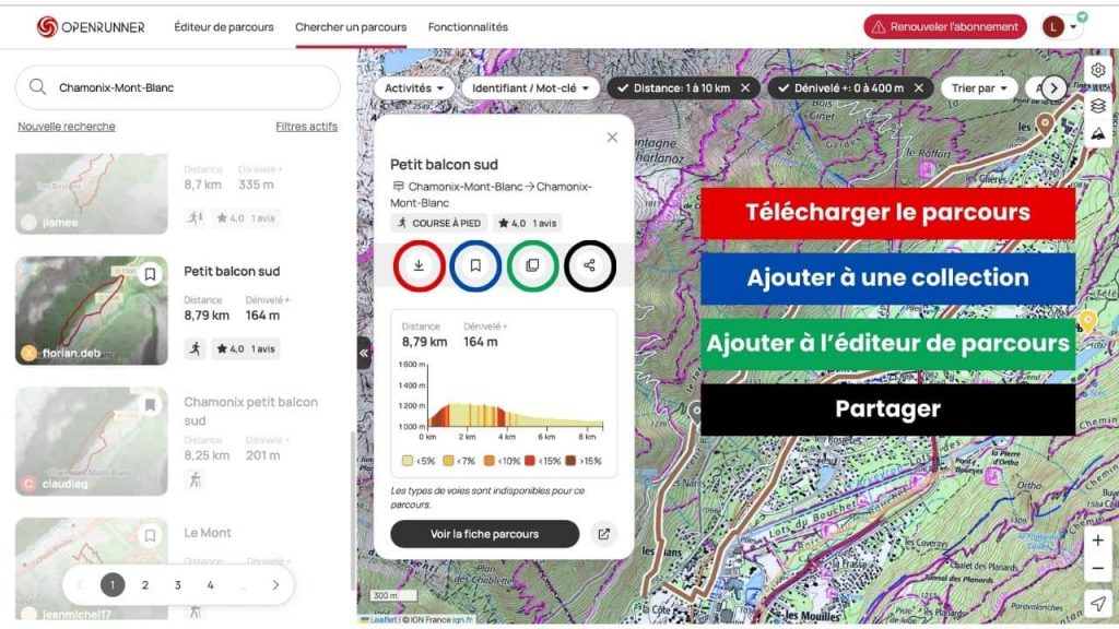 Comment trouver un parcours de randonnée sur Openrunner